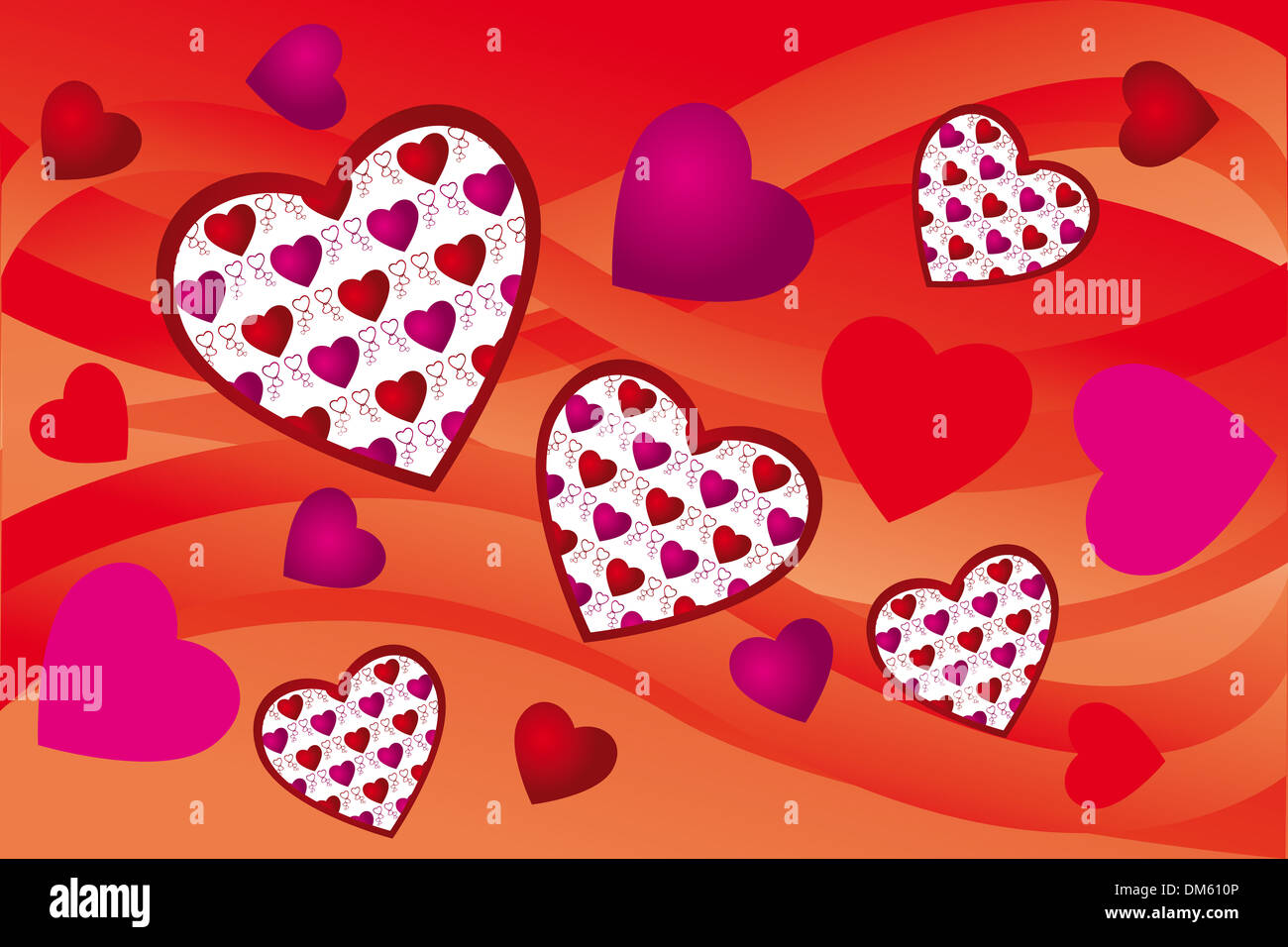 Creative hearts background in various pink and red colors ...