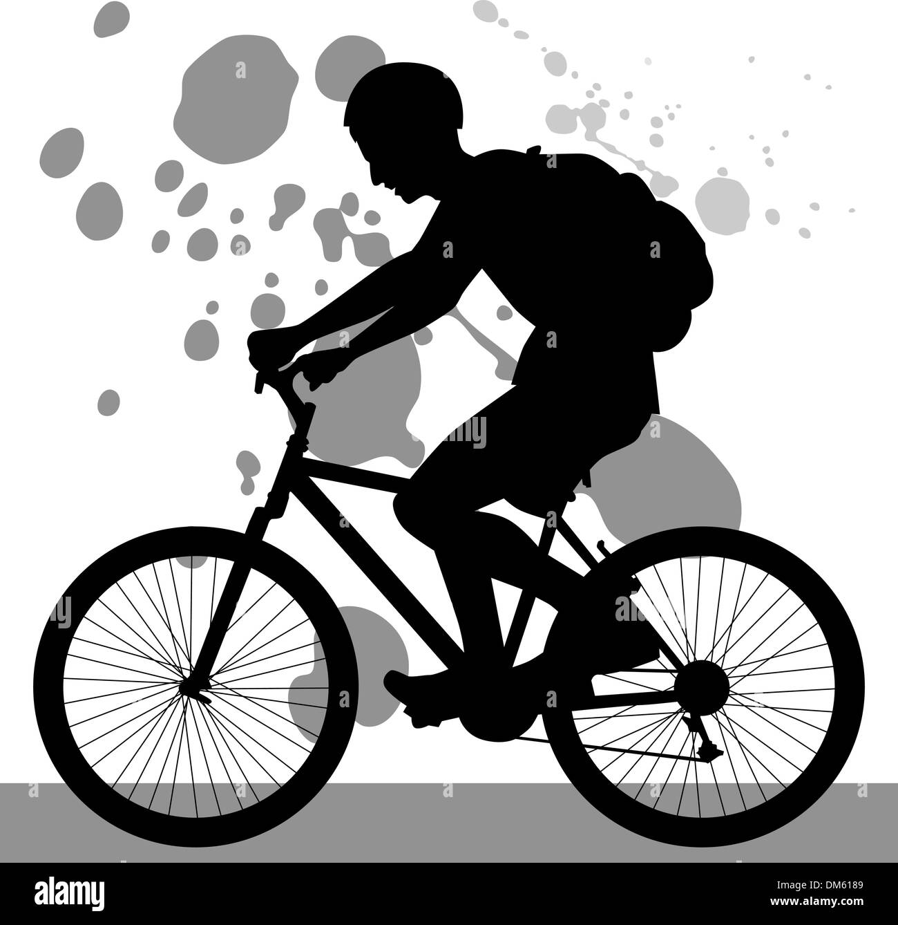 Man backpack riding bike Stock Vector Images - Alamy