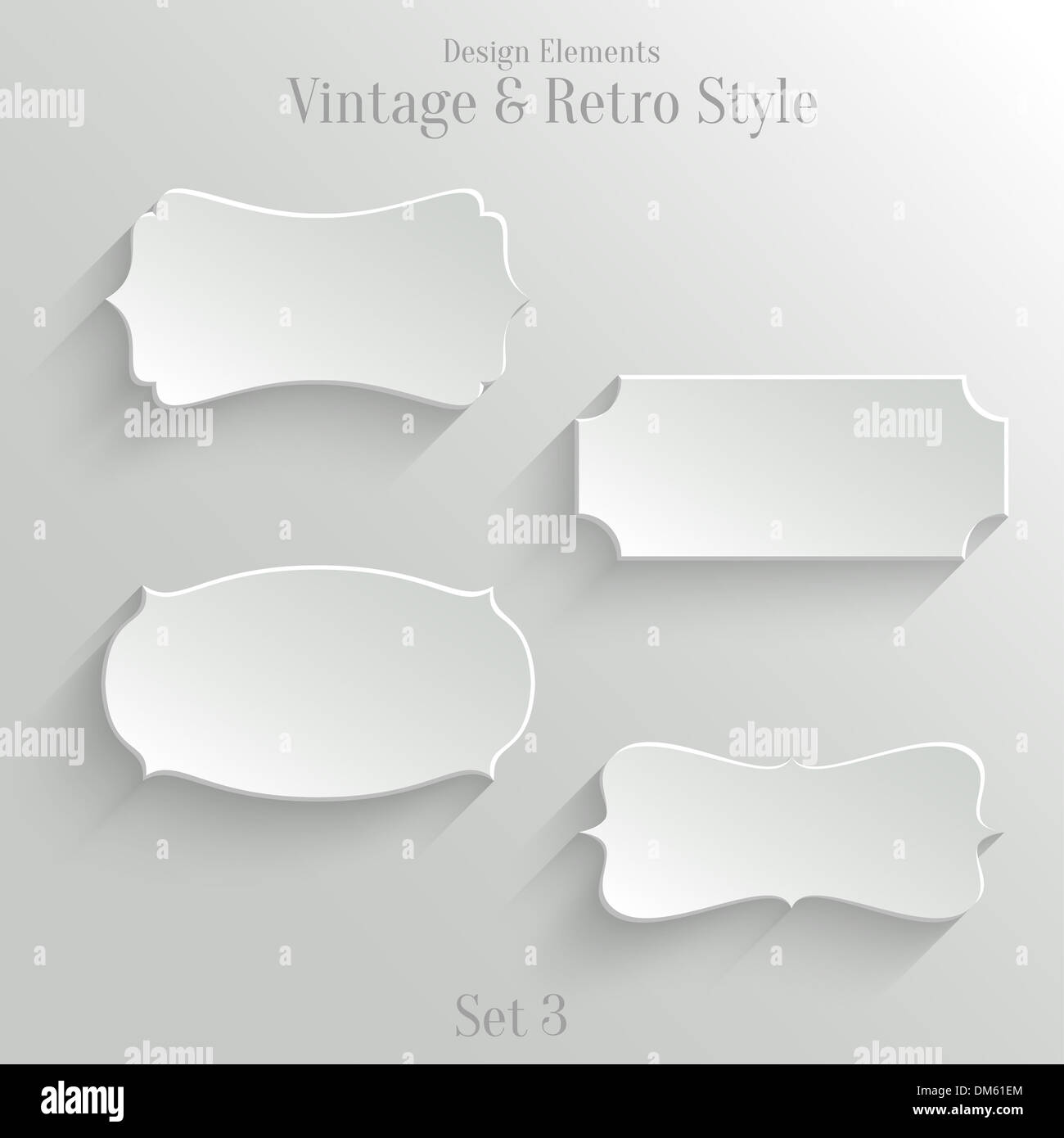 Collection of white paper banners in vintage and retro style. Set 3 ...