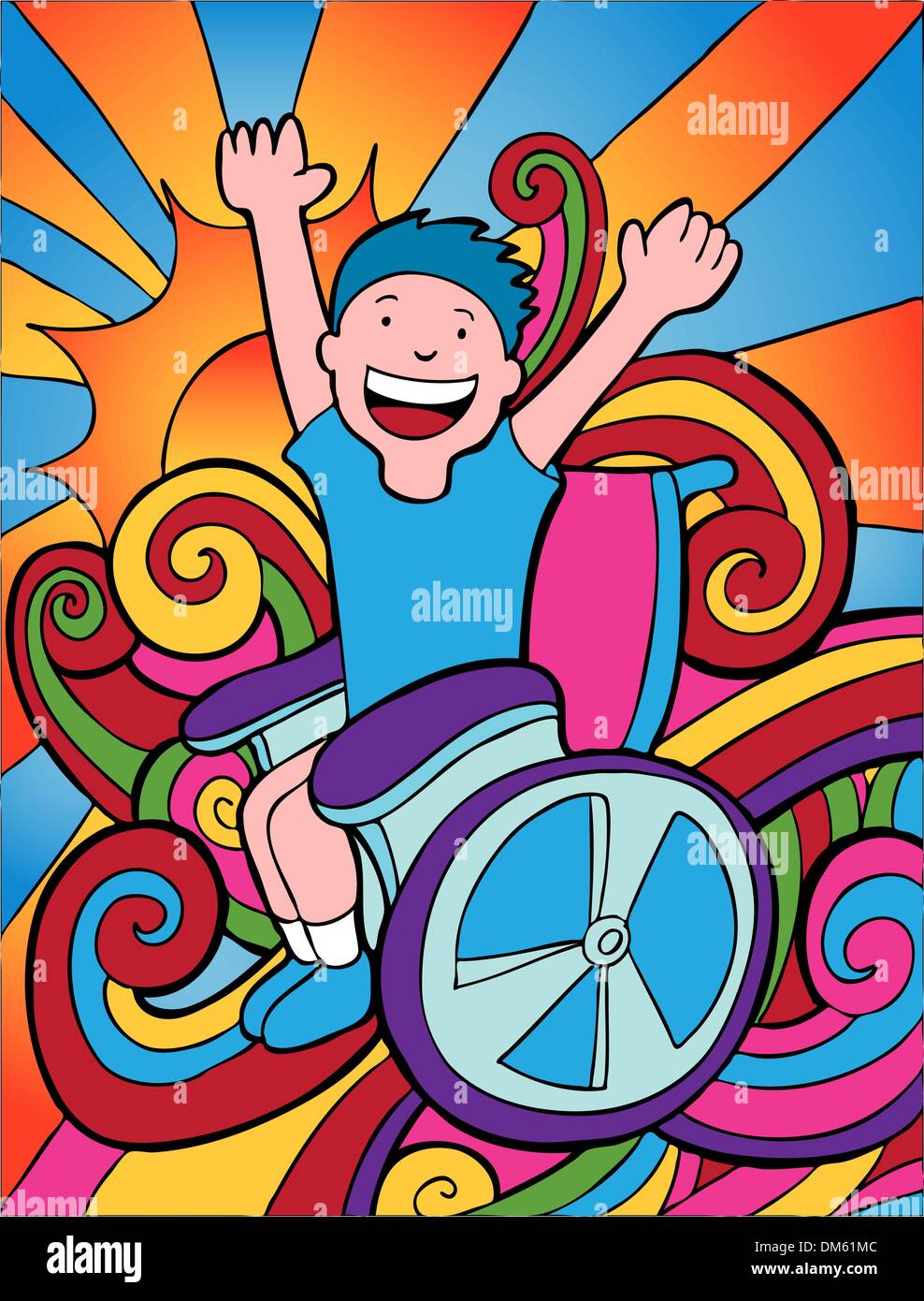 Disabled boy in wheelchair Stock Vector Images - Alamy