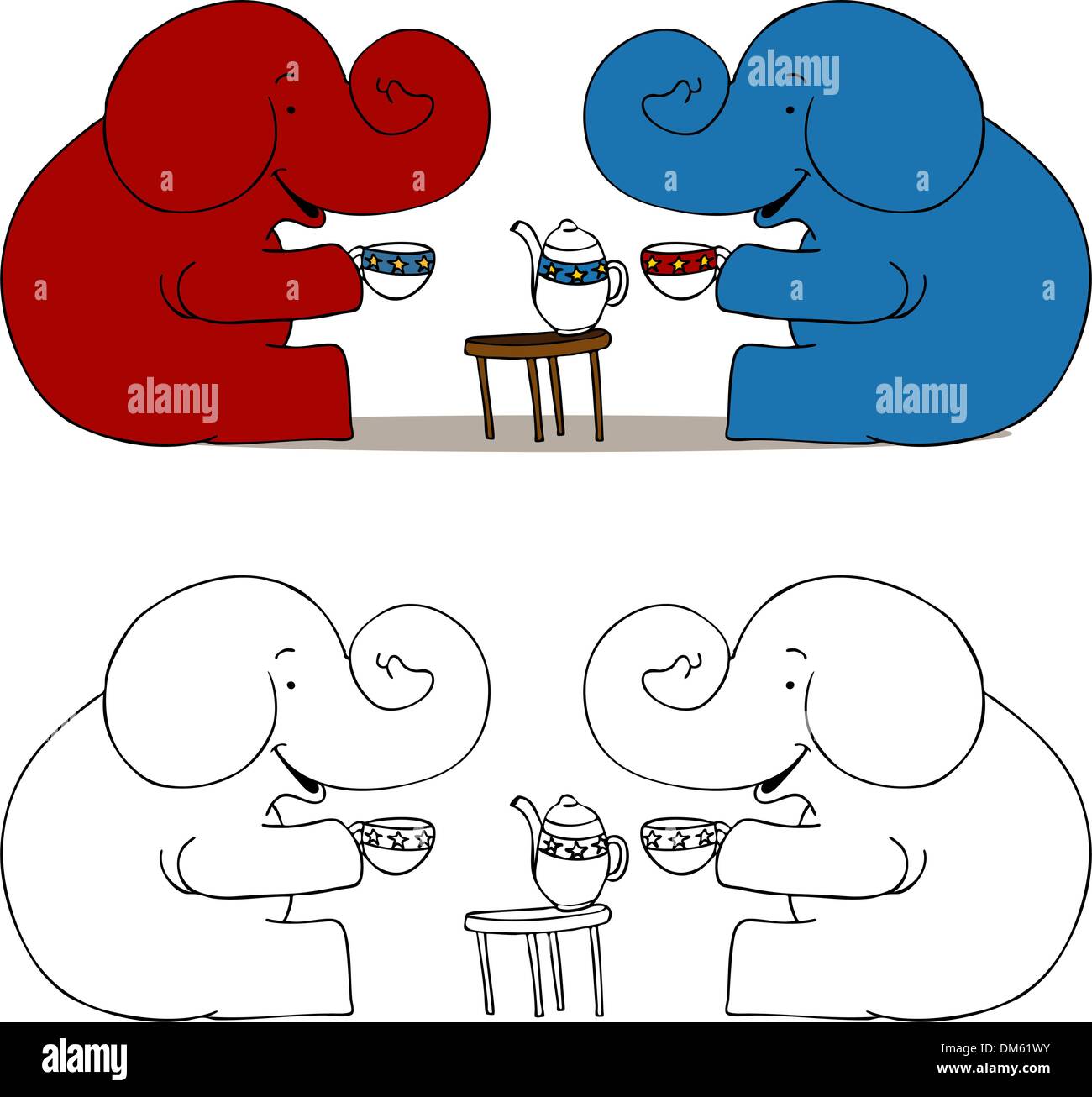 Elephants drinking tea Stock Vector Images - Alamy