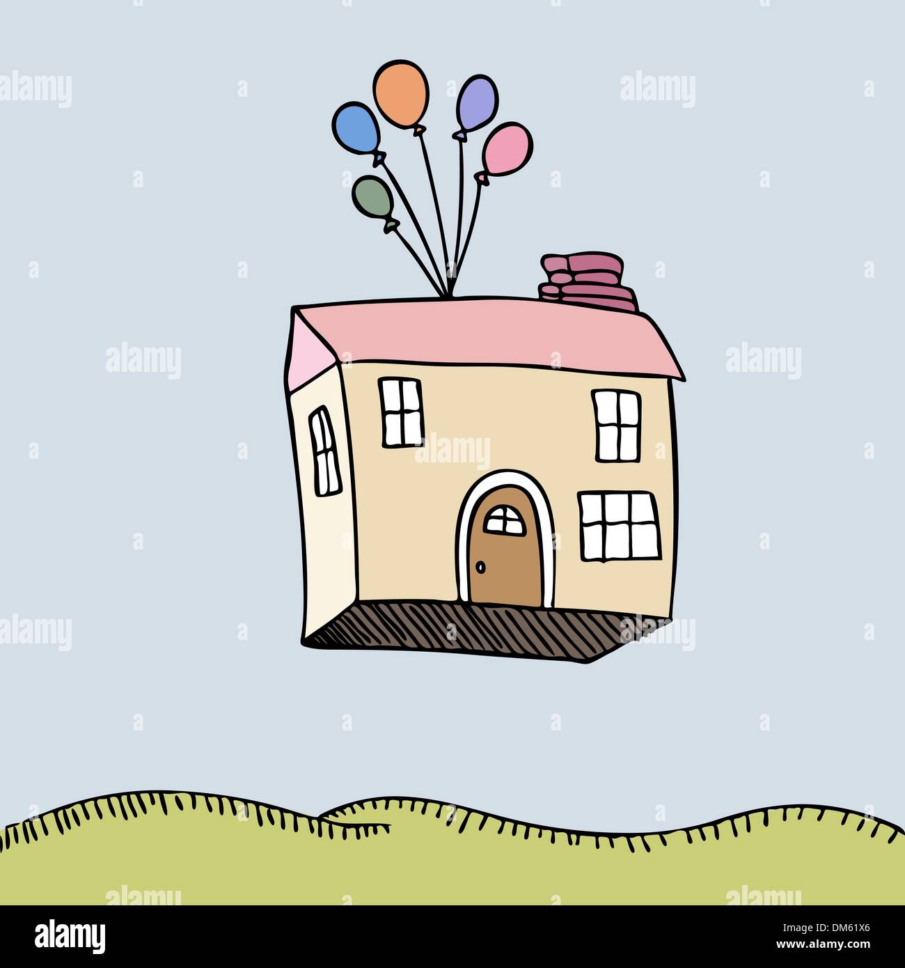 House Floating Away Stock Vector Image & Art - Alamy
