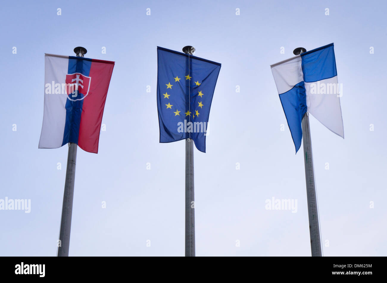 state flag of Slovakia, EU, European Union flag, Bratislava Region flag ...