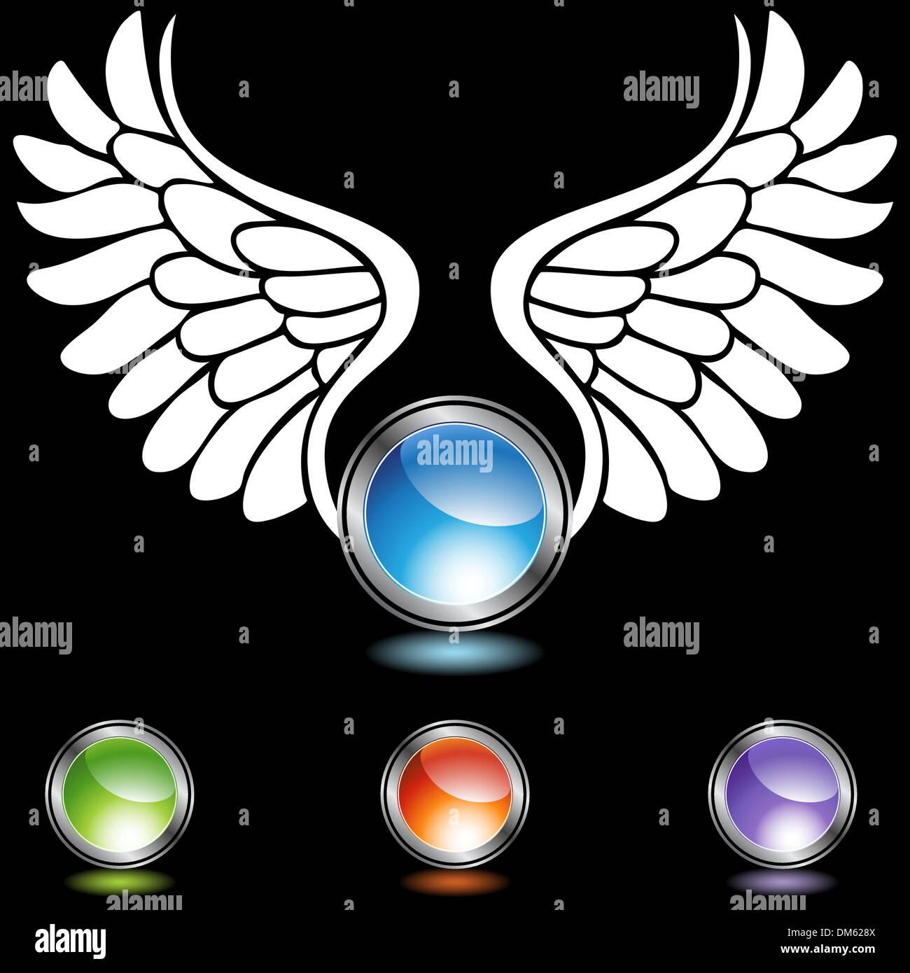 Button with Wings Stock Vector Image & Art - Alamy