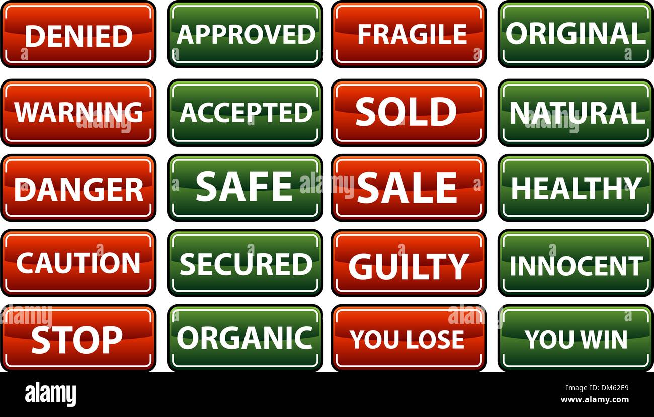 Guilty innocent buttons Stock Vector Images - Alamy