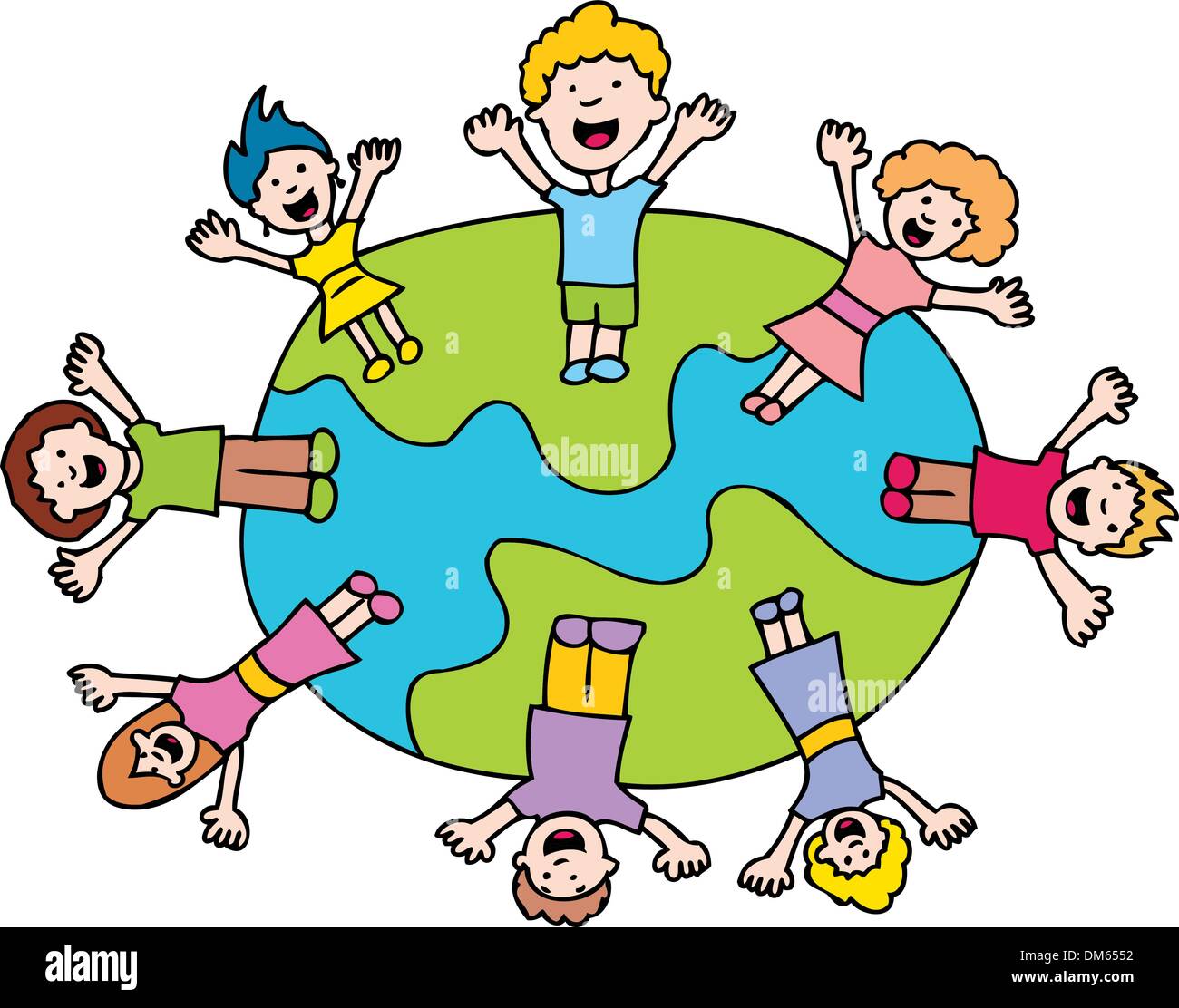 Children Waving Around The World Stock Vector Image & Art - Alamy