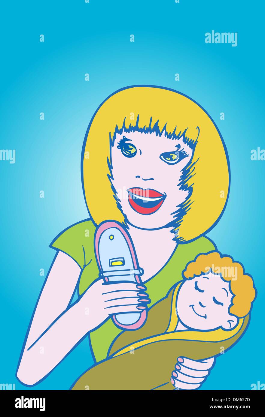 Baby and mother sleeping Stock Vector Images - Alamy