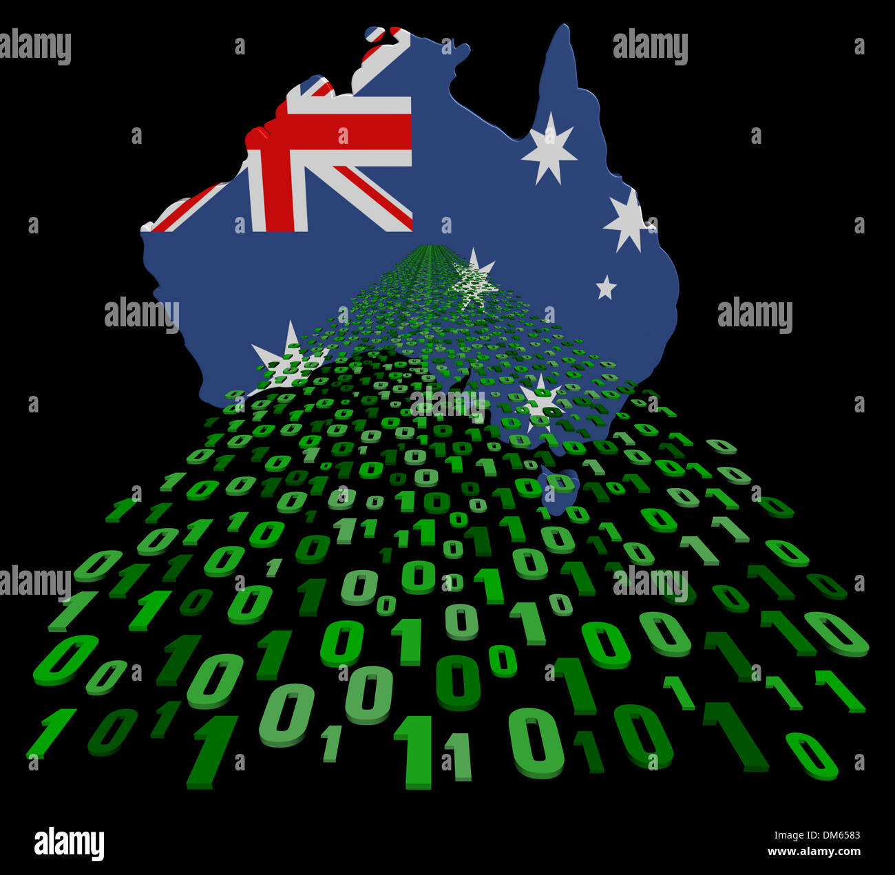 Australia map flag with green binary code foreground illustration Stock ...