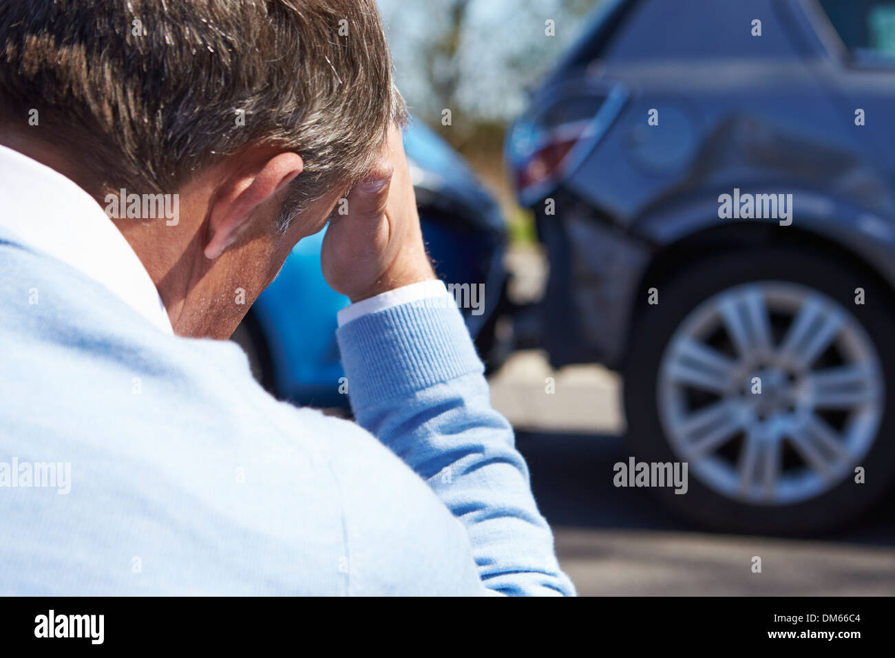 Driver Making Phone Call After Traffic Accident Stock Photo - Alamy