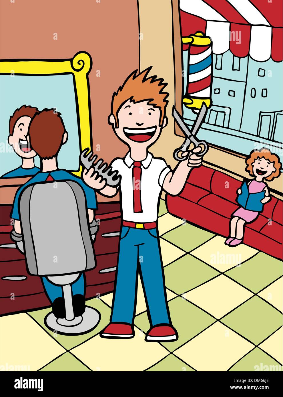 Barber cutting hair scissors comb Stock Vector Images - Alamy