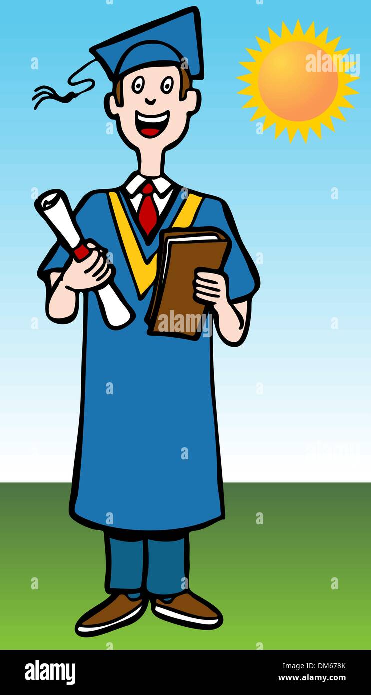 Cartoon graduate man graduation gown Stock Vector Images - Alamy