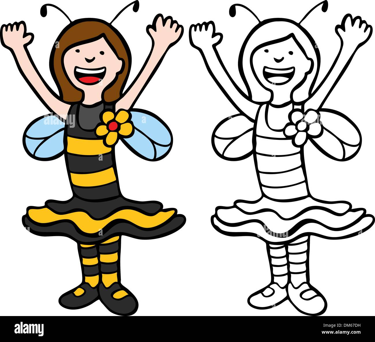 Girl in Bee Costume Stock Vector Image & Art - Alamy