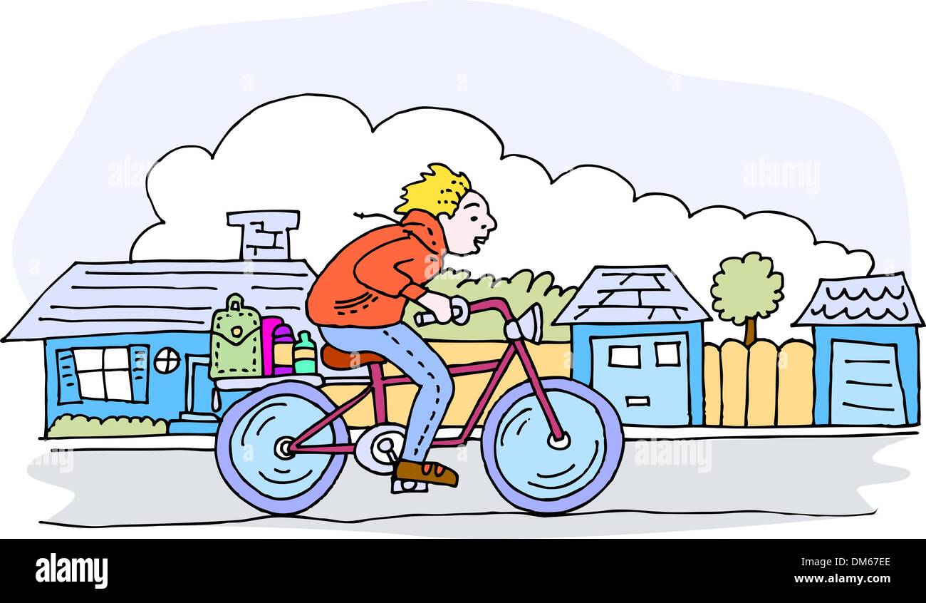 Man rides bike bicycle in Stock Vector Images - Alamy