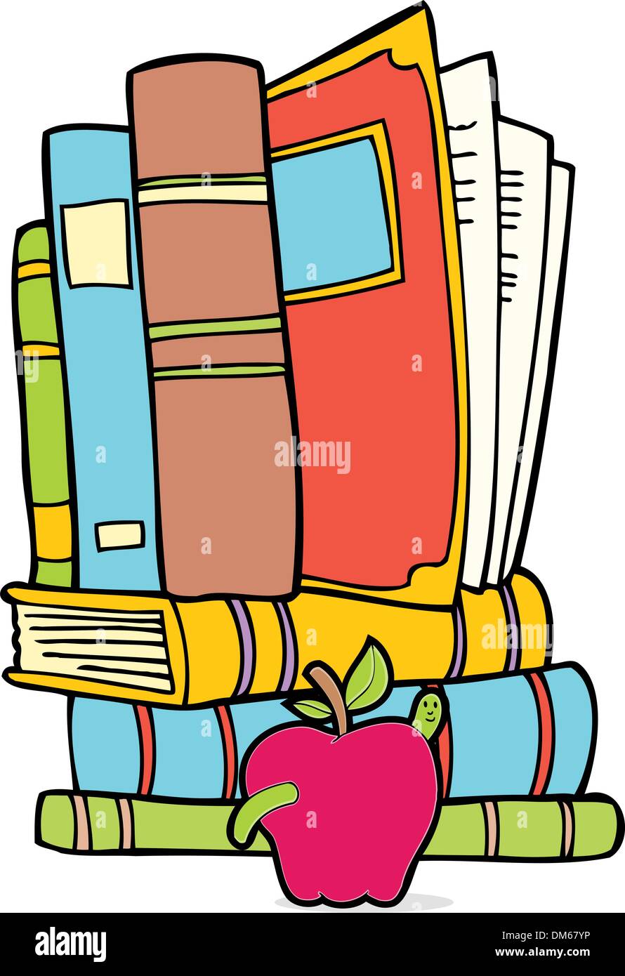 School books apple on Stock Vector Images - Alamy