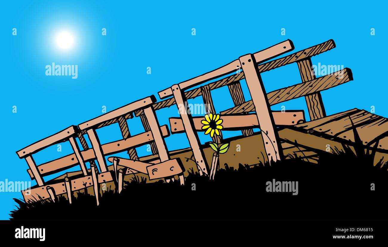 Old Bridge and Sunflower Stock Vector Image & Art - Alamy