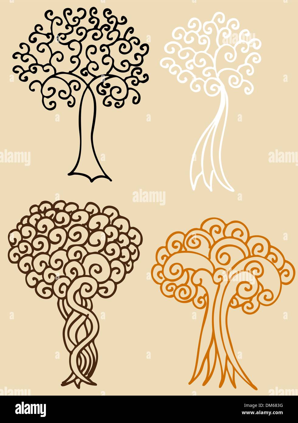 Set orange tree branches Stock Vector Images - Alamy