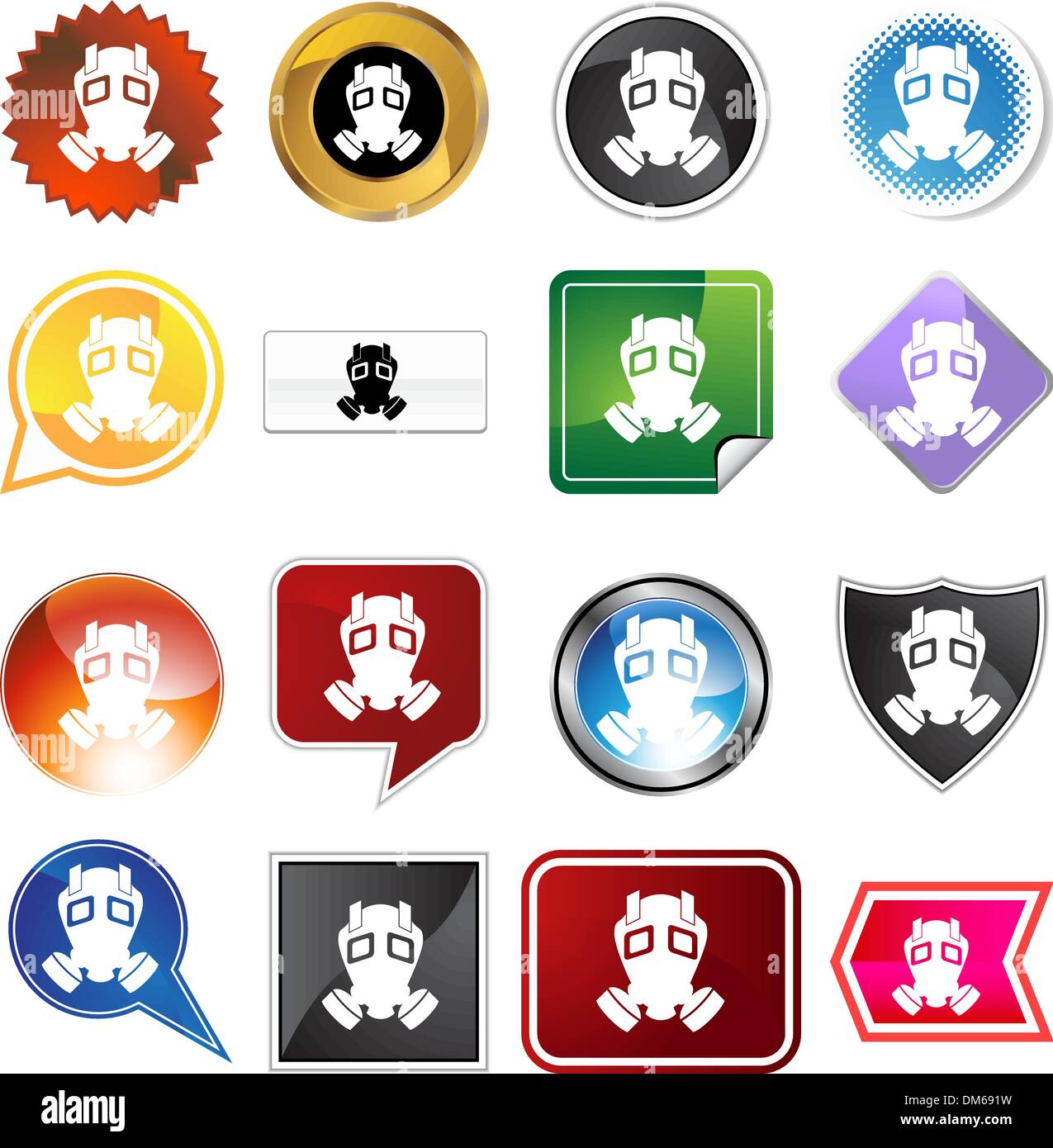 Gas Mask Icon Set Stock Vector Image & Art - Alamy