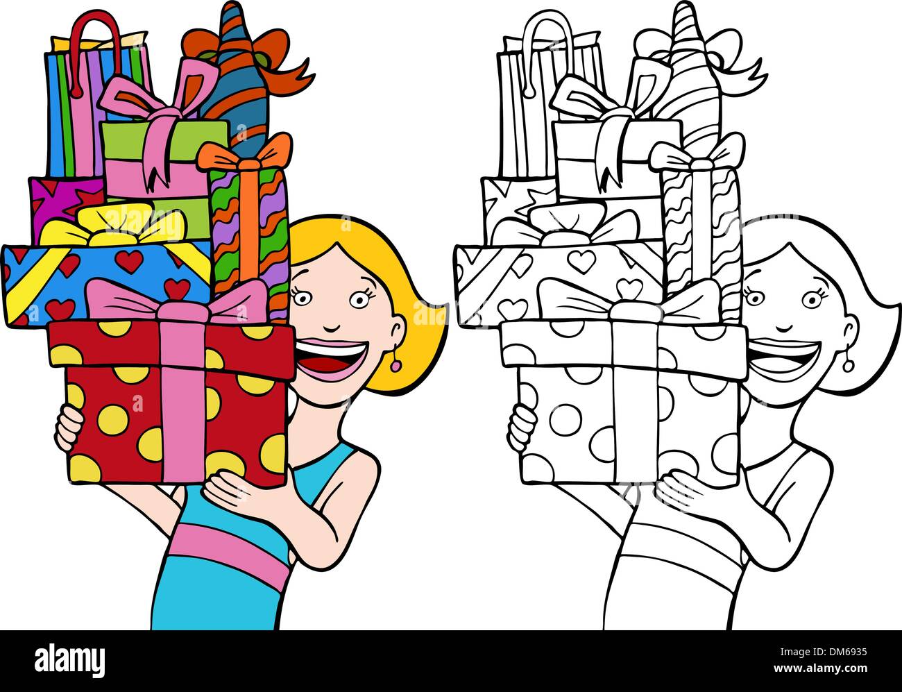 Woman holding gifts in Stock Vector Images - Alamy