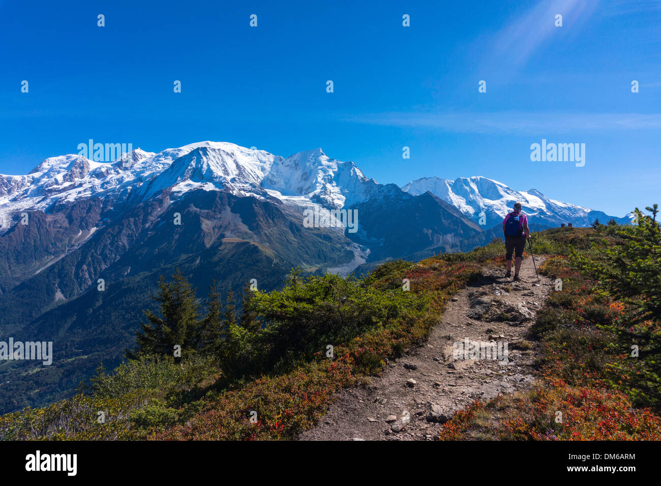 Mont Blanc mountain range seen from Le Prarion Stock Photo - Alamy