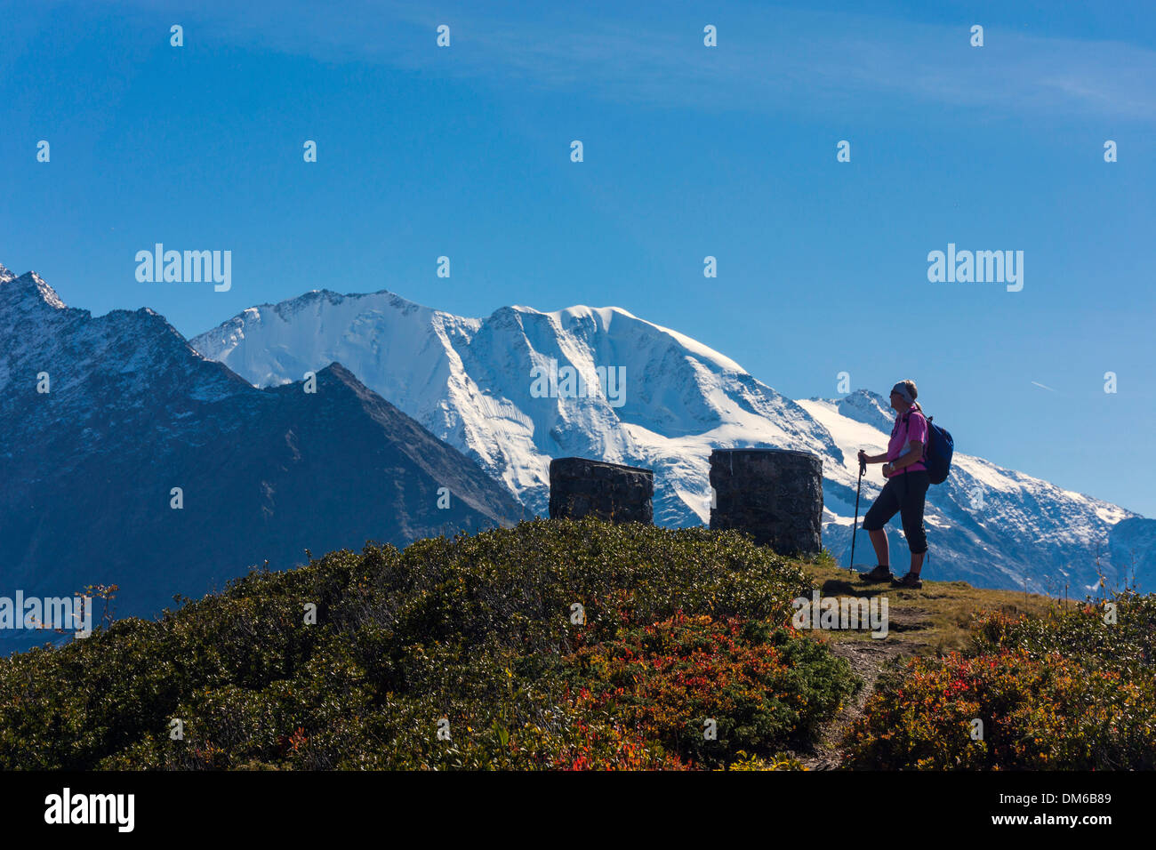 Mont Blanc mountain range seen from Le Prarion Stock Photo - Alamy