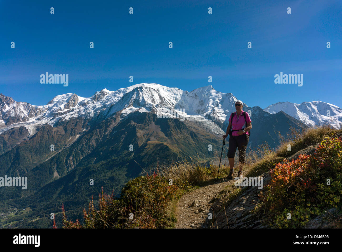 Mont Blanc mountain range seen from Le Prarion Stock Photo - Alamy