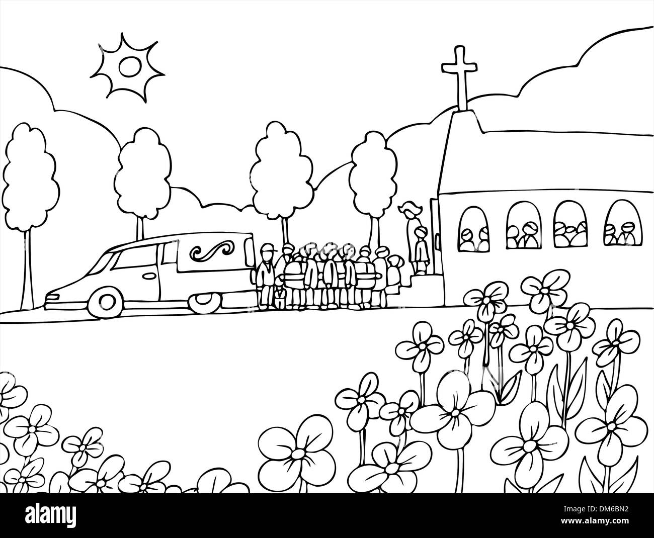 Funeral service cartoon hi-res stock photography and images - Alamy