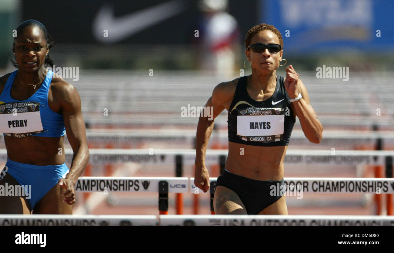 Jun 25, 2005; Carson, CA, USA; MICHELLE PERRY (L) and JOANNA HAYES (R ...