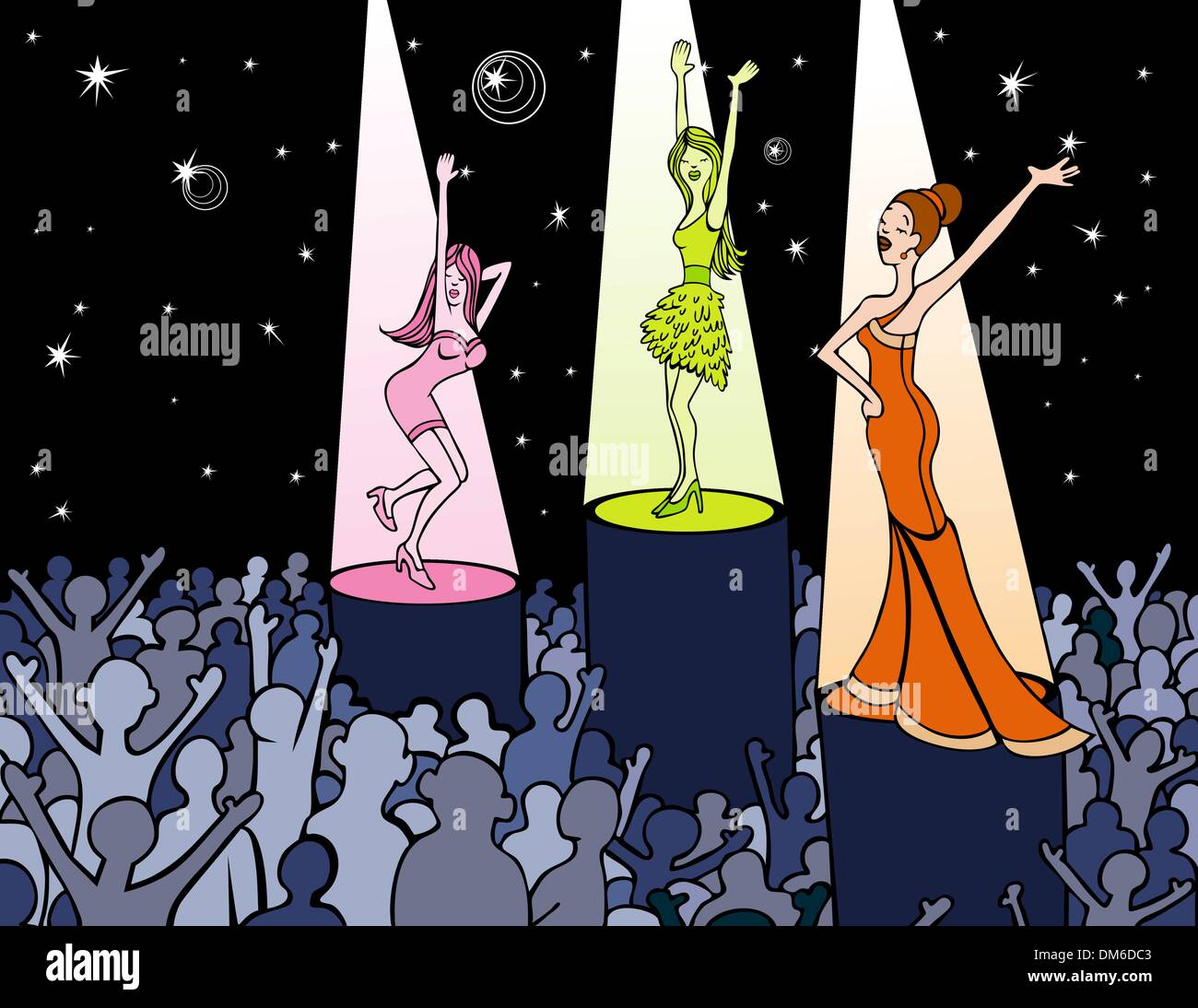 Cartoon people cheering waving hi-res stock photography and images - Alamy