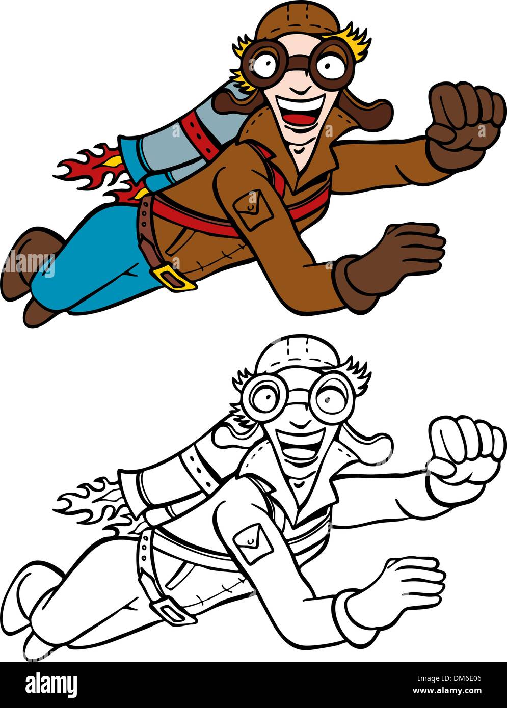 jetpack man line art Stock Vector Image & Art - Alamy
