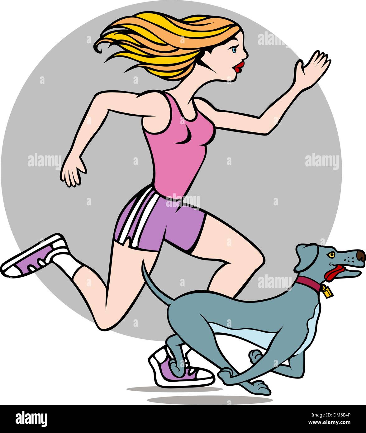 Dog running woman Stock Vector Images - Alamy
