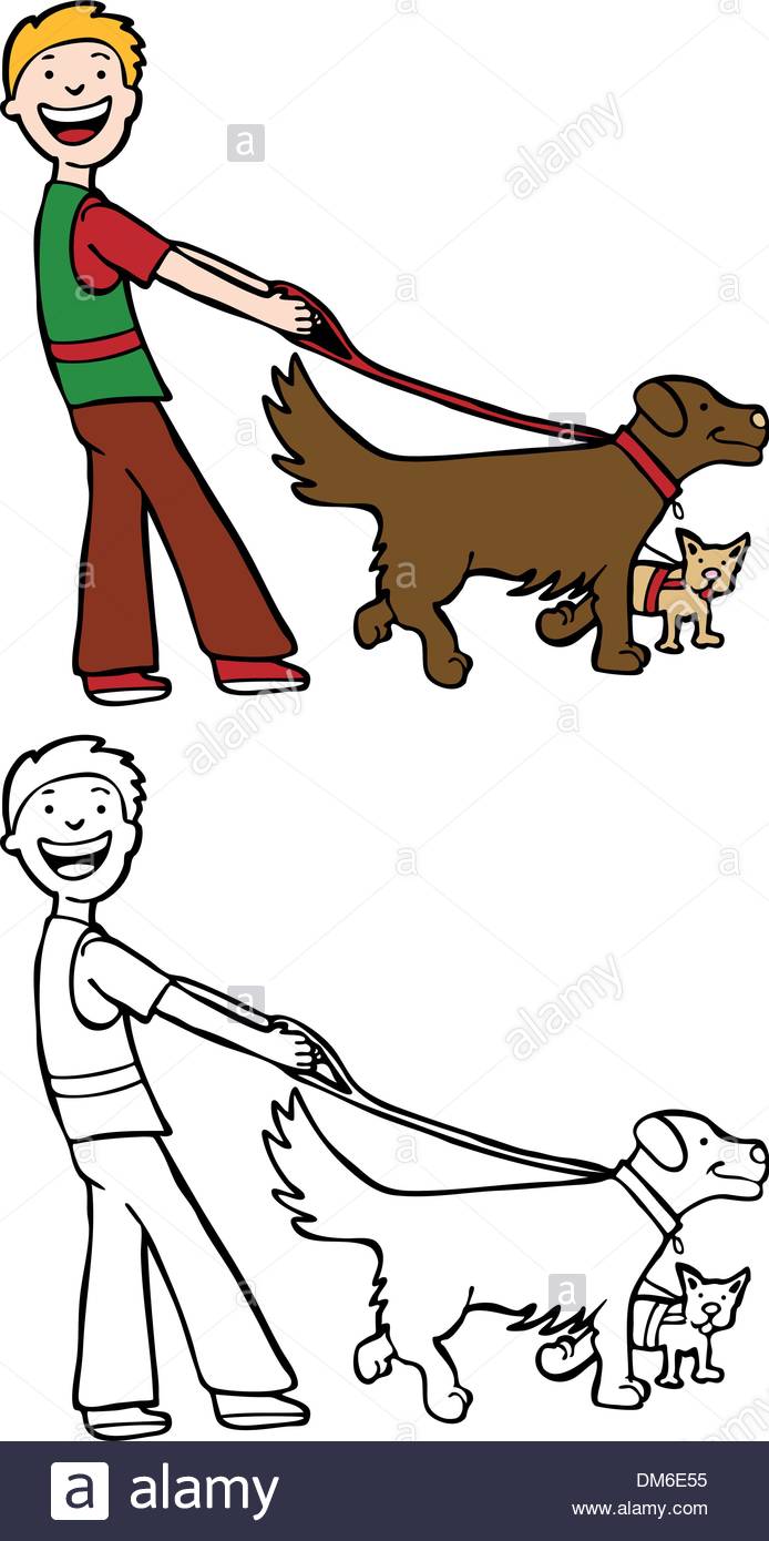 Coloring Book Boy Dog Vector Stock Photos & Coloring Book Boy Dog ...