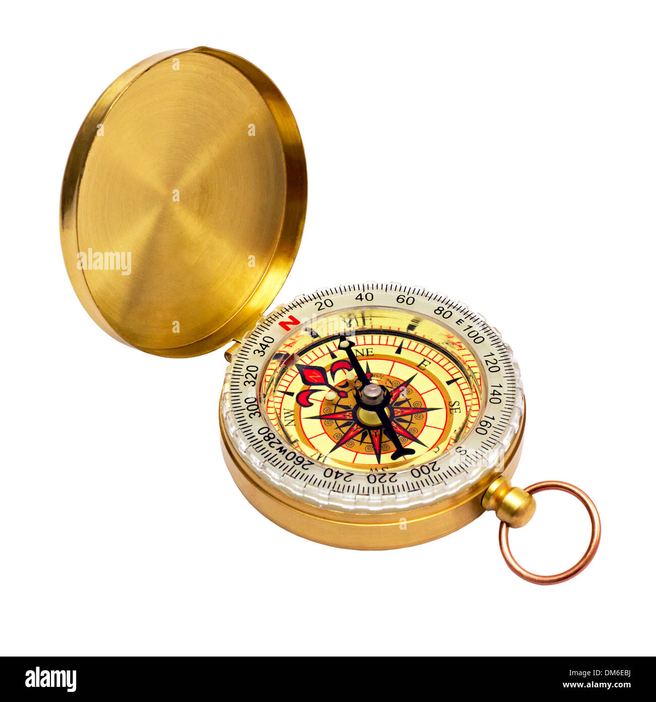 compass in a brass case isolated on white background Stock Photo - Alamy