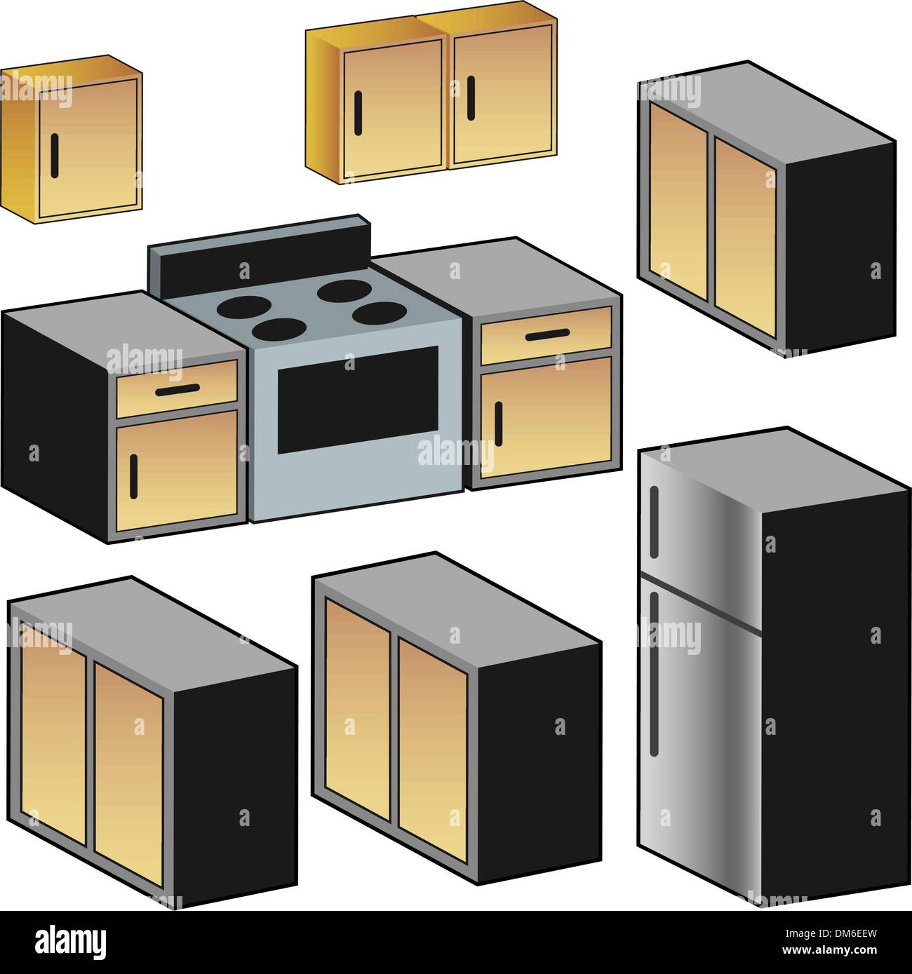 Wooden kitchen cabinet Stock Vector Images - Alamy