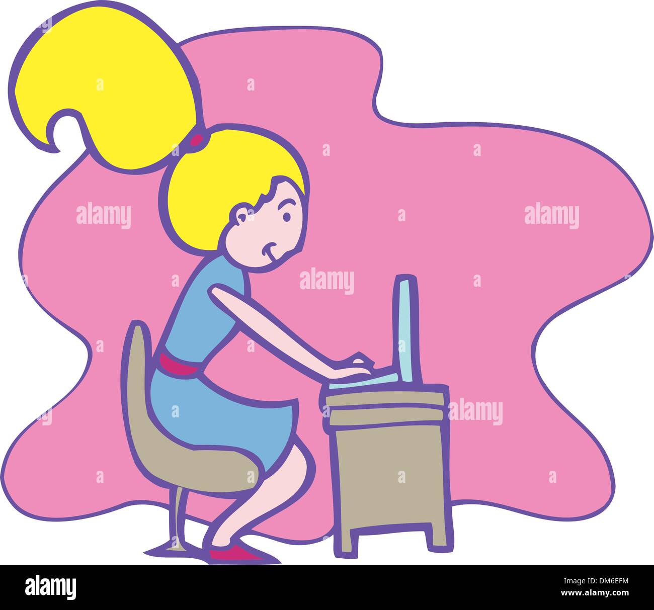 Woman working on laptop typing Stock Vector Images - Alamy