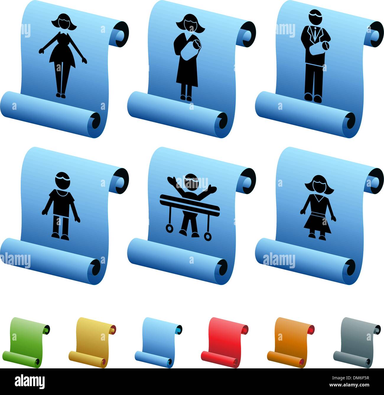 Parents and children vector buttons set hi-res stock photography and ...