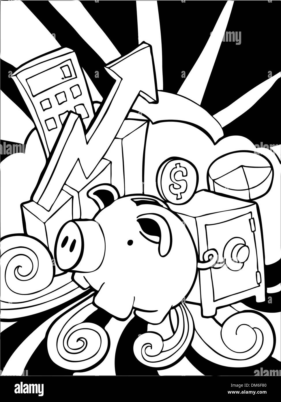 Piggy bank arrow Black and White Stock Photos & Images - Alamy