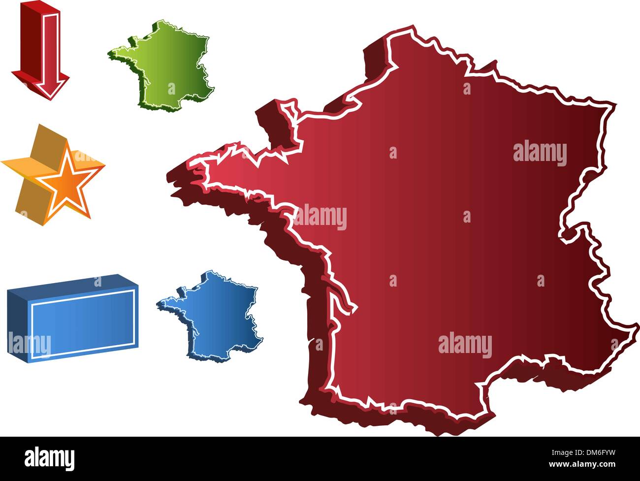3D France Country Map Stock Vector Image & Art - Alamy