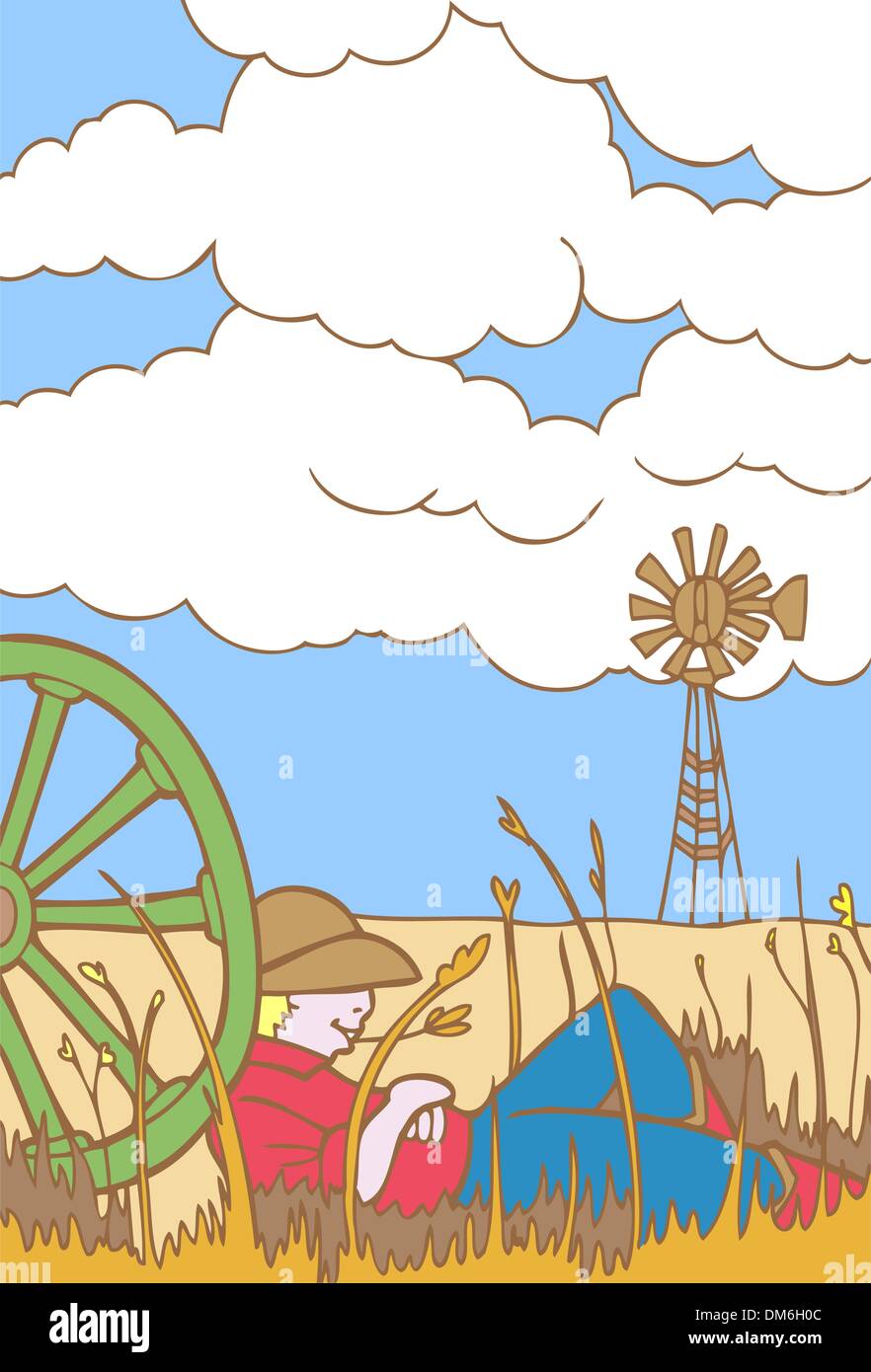 Cowboy windmill Stock Vector Images - Alamy