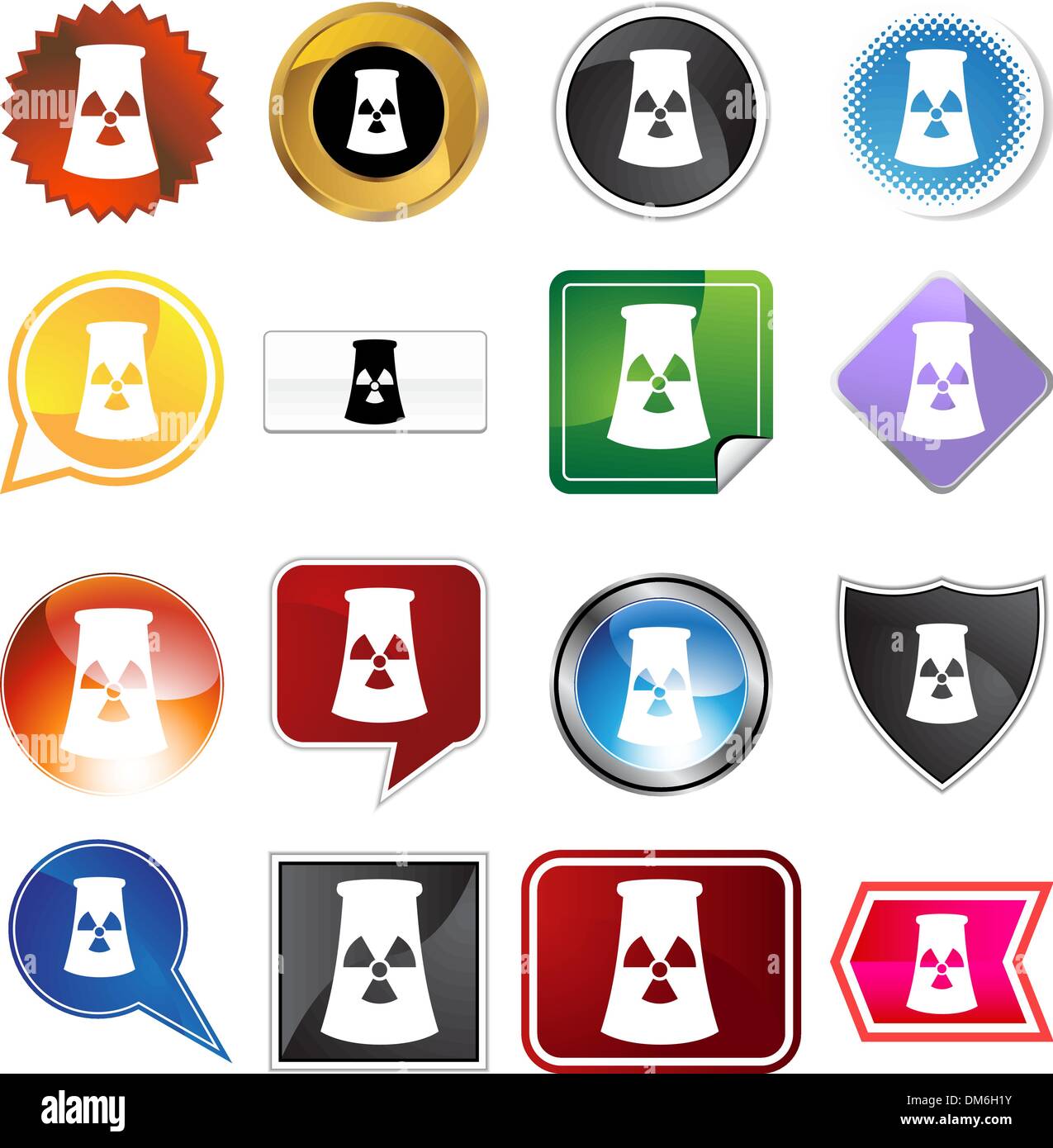 Nuclear Powerplant Icon Set Stock Vector Image & Art - Alamy