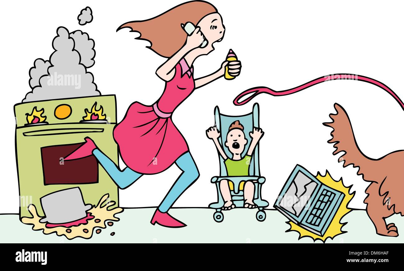 Tired mother with baby Stock Vector Images - Alamy