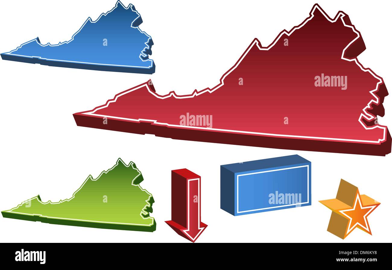 Virginia state outline set map hi-res stock photography and images - Alamy