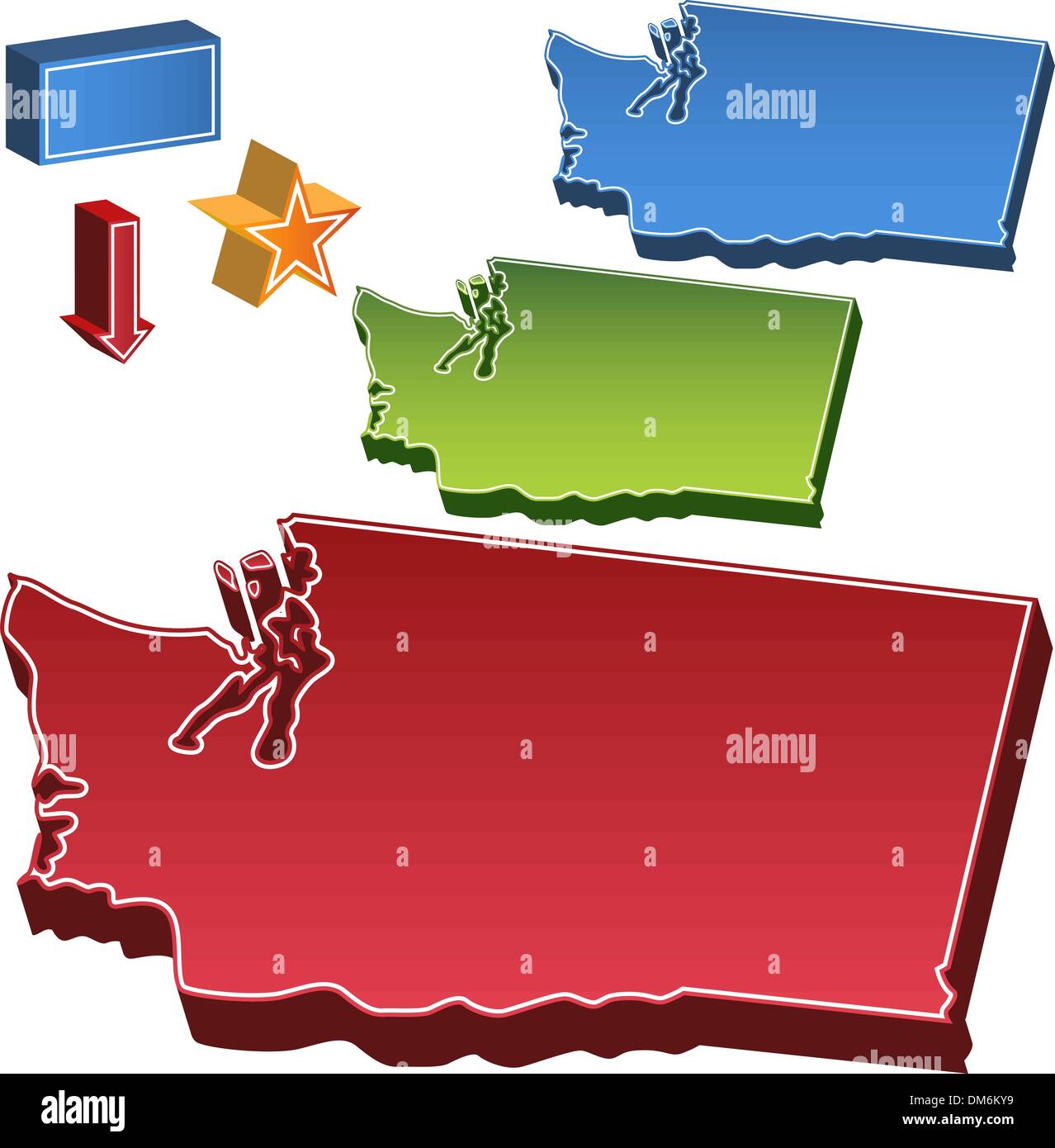 Washington state 3d map Stock Vector Images - Alamy