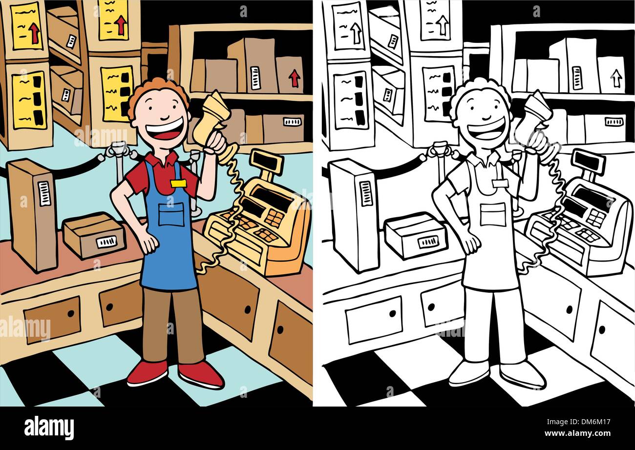 Store employee cashier Stock Vector Images - Alamy