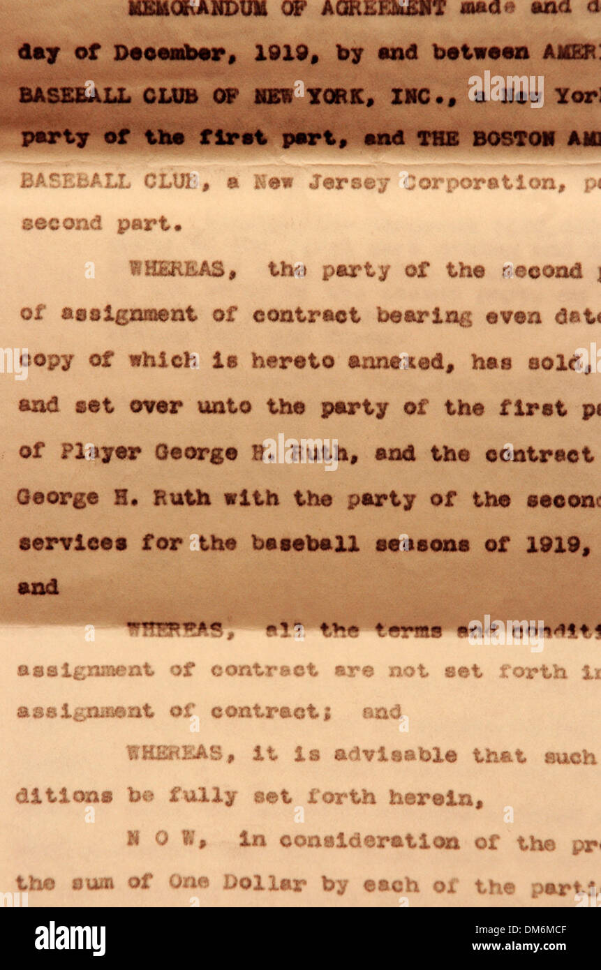 Jun 03, 2005; New York, NY, USA; Signatures of Jacob Ruppert (top) and ...