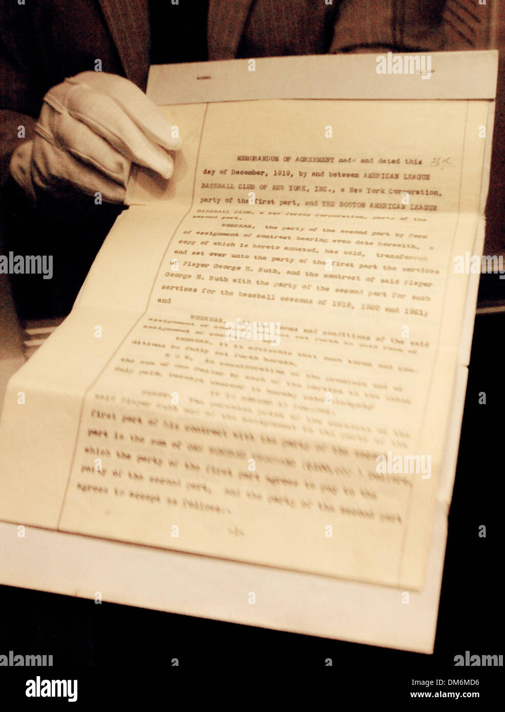 Jun 03, 2005; New York, NY, USA; Signatures of Jacob Ruppert (top) and ...