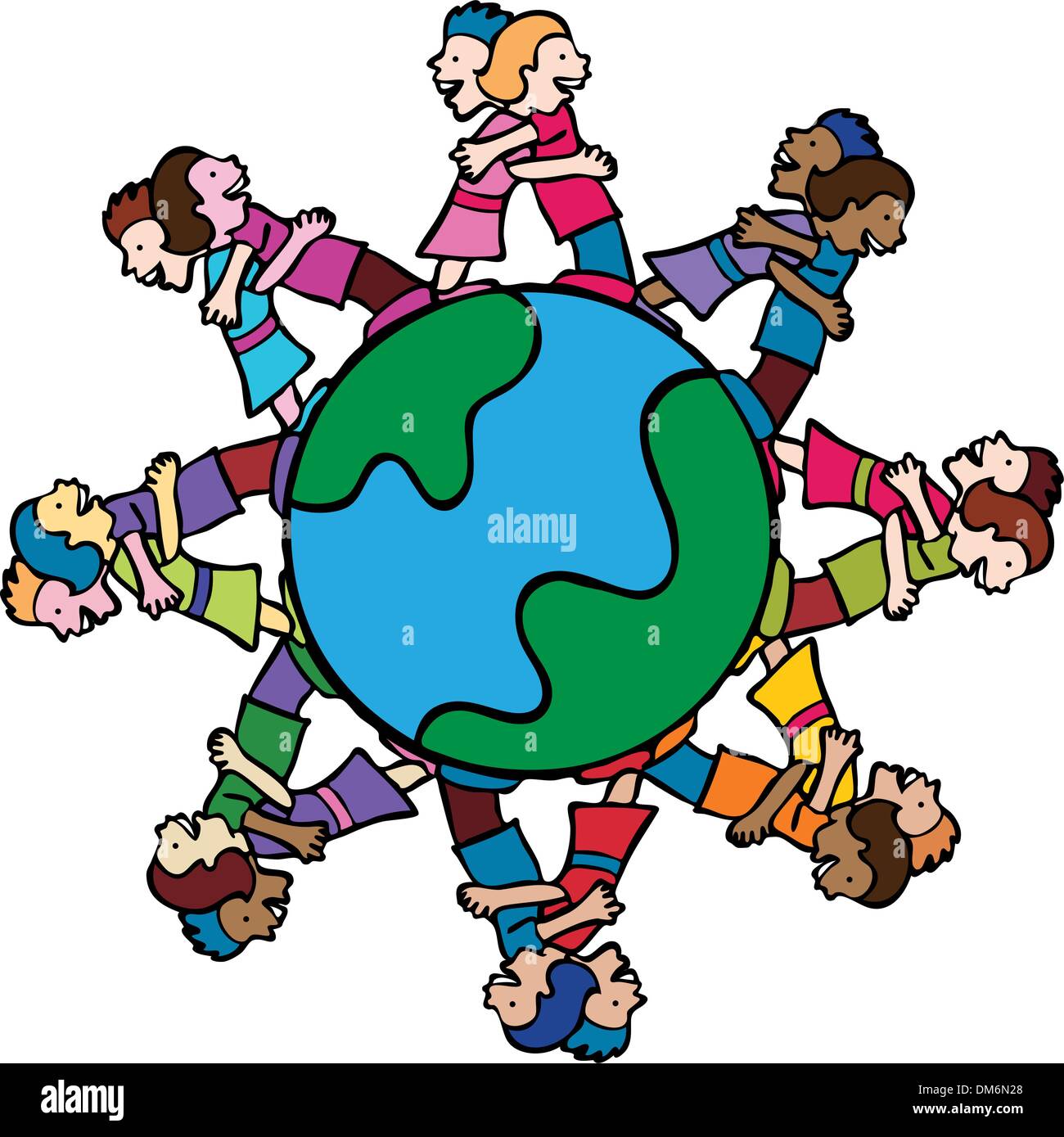 Globe with Surrounding Kids Hugging Stock Vector Image & Art - Alamy