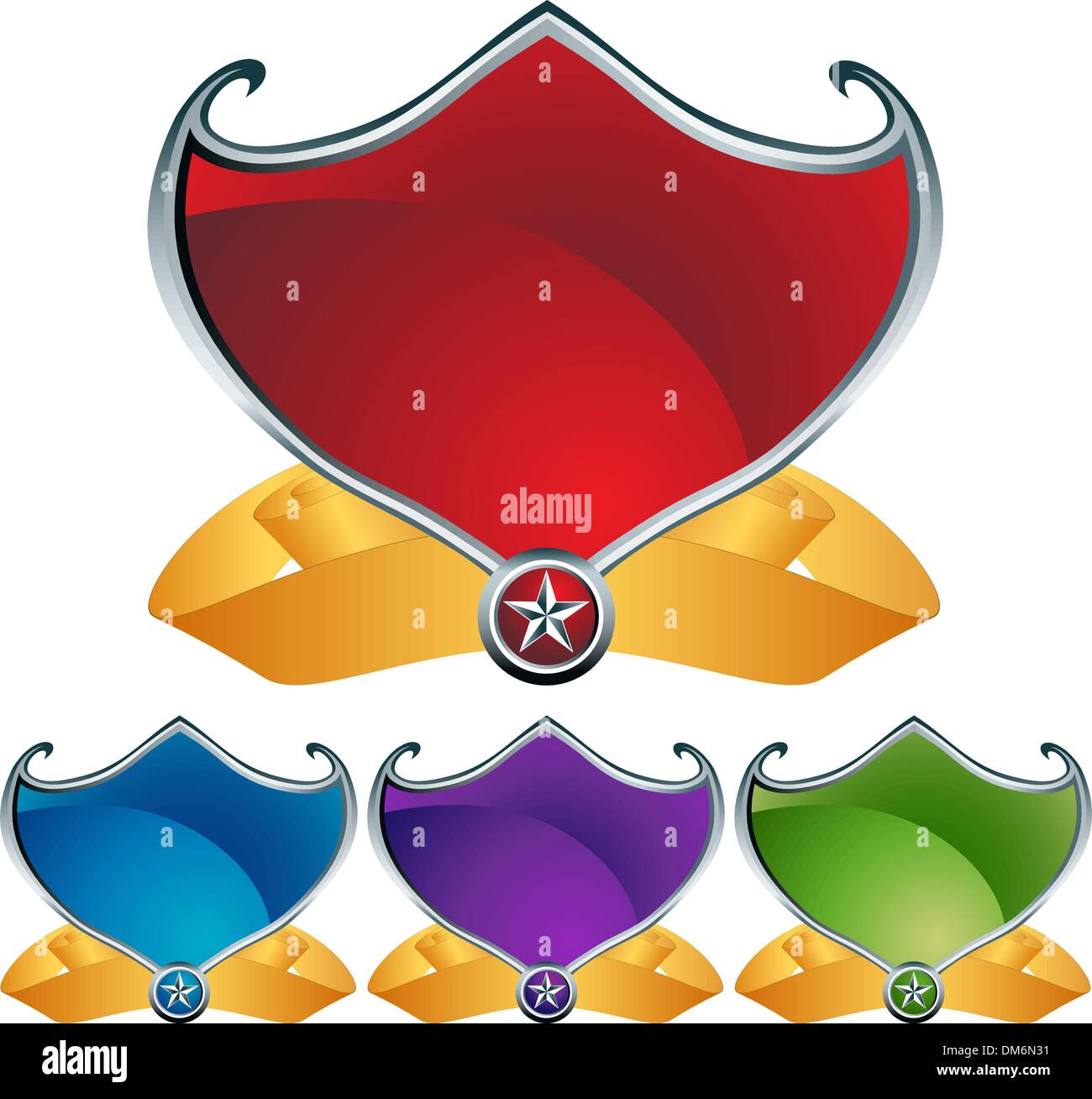 Shields With Ribbon Stock Vector Image And Art Alamy