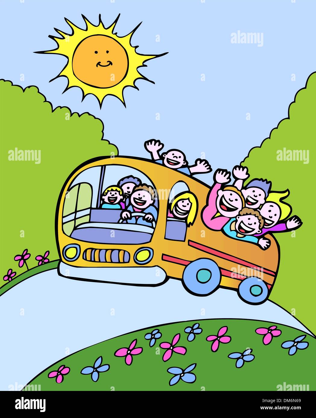 Kids on bus Stock Vector Images - Alamy