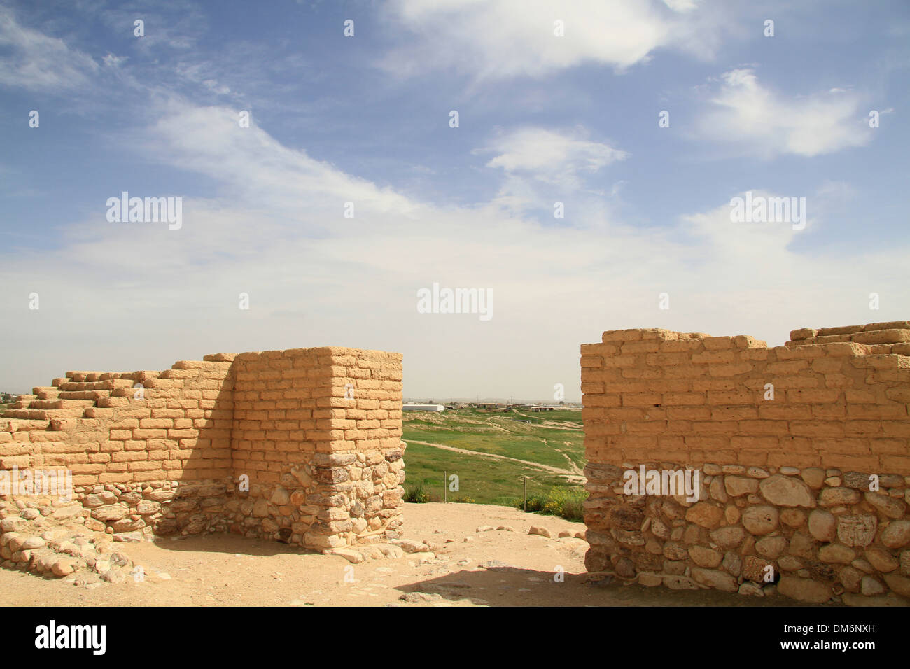 Israel, Negev desert, Tel Beer Sheba, the outer gate of the Biblical ...