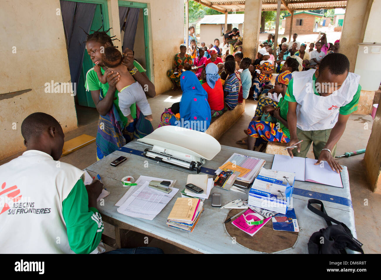 Mothers and children waiting at the hospital in Central African ...